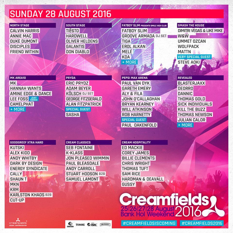 The Creamfields 2016 Line Up has arrived !!! | Rave Jungle