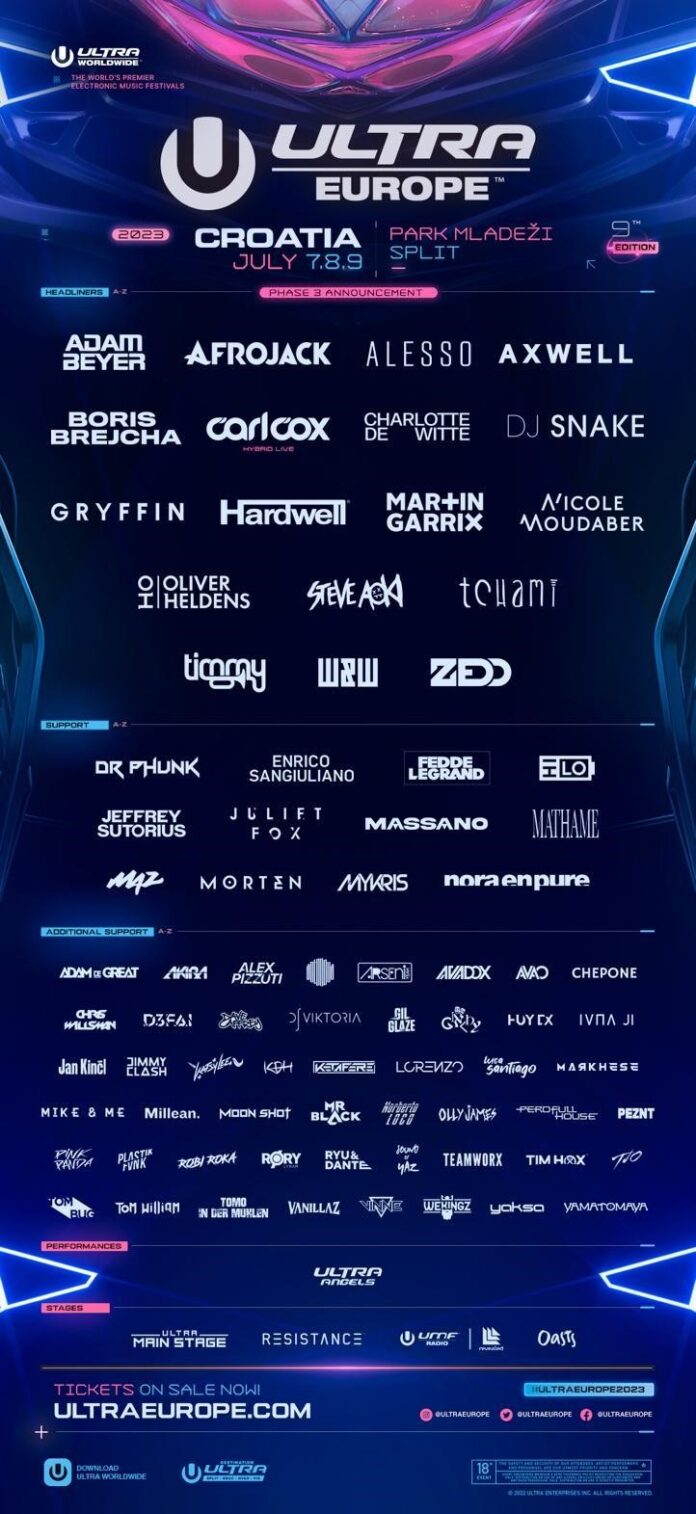 ULTRA Europe 2023 has unveiled Phase 3 of its star-studded lineup ...